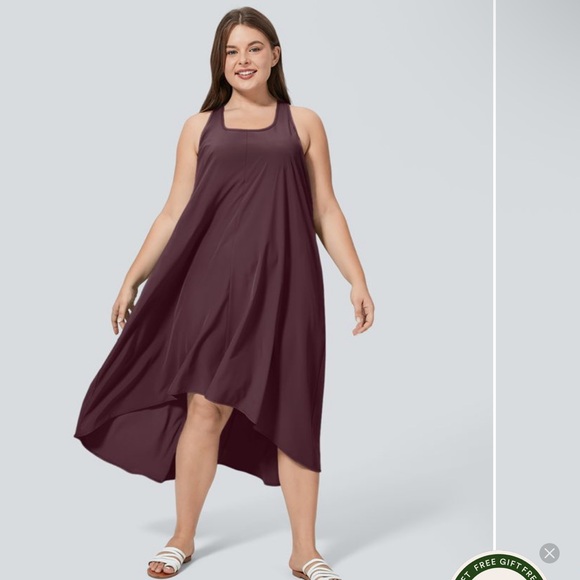 HALARA | Dresses | Halara Womens High Low Dress In Burgundy Nwt | Poshmark